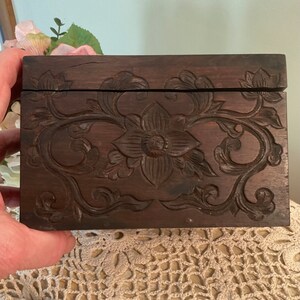 Antique SCULPTED WOODEN Box-flowers and Leaves Motif/ Hand Crafted-hand ...