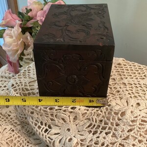 Antique SCULPTED WOODEN Box-flowers and Leaves Motif/ Hand Crafted-hand ...