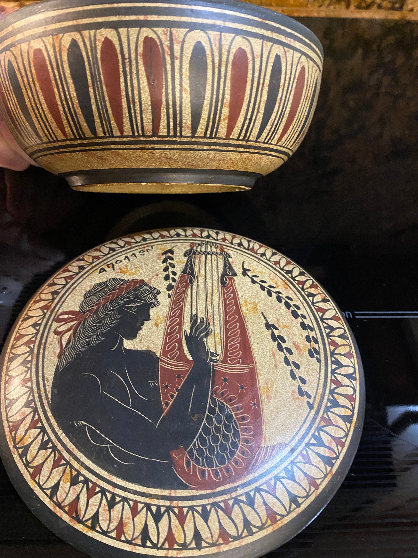 ROUND GREEK BOX With Lid Hand Painted Apollo God by Greek Artigian ...