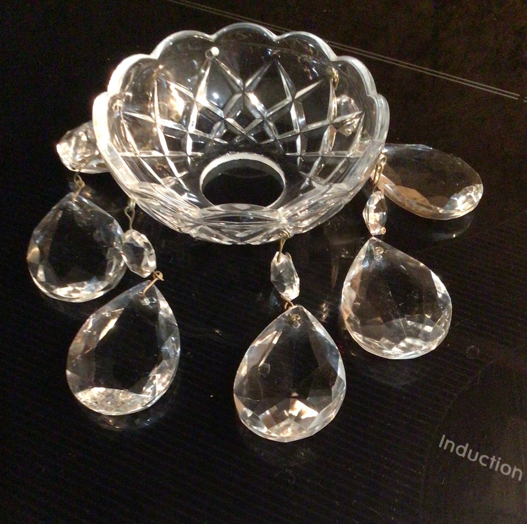 Vintage 5 CRYSTAL BOBECHE CHANDELIER Replacements/criss Cross Design ...