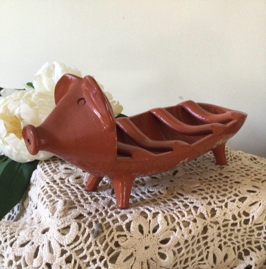 Traditional Pig-shaped TERRACOTTA SAUSAGE ROASTER Portugal Portugese ...