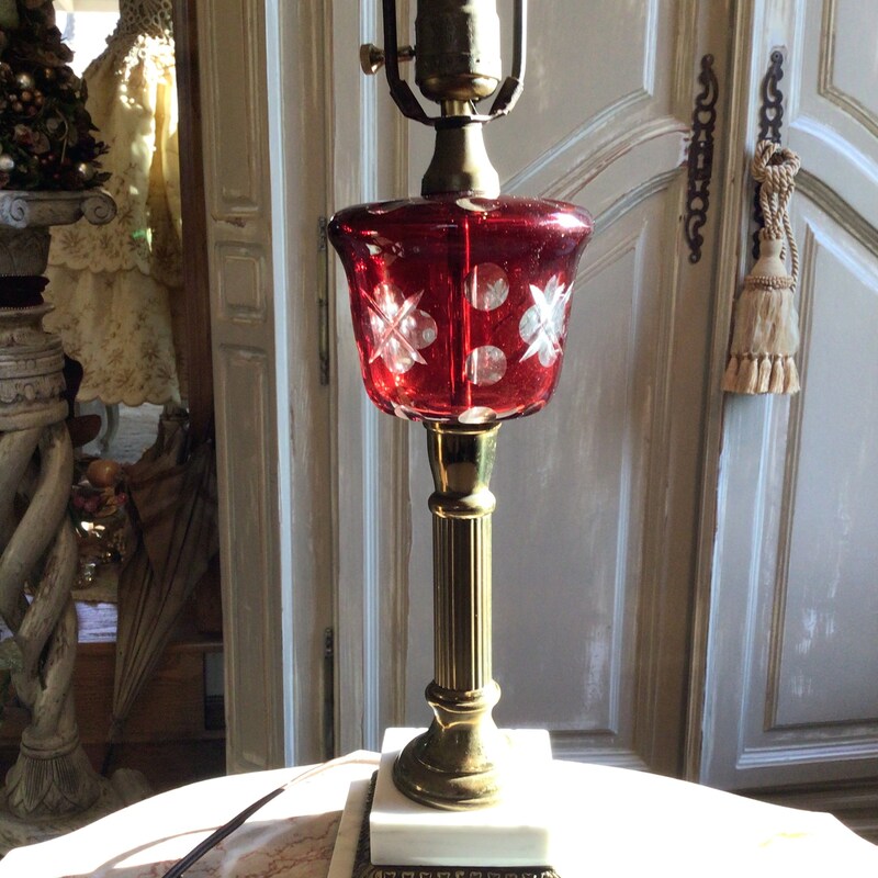 Red Glass Lamp - Etsy