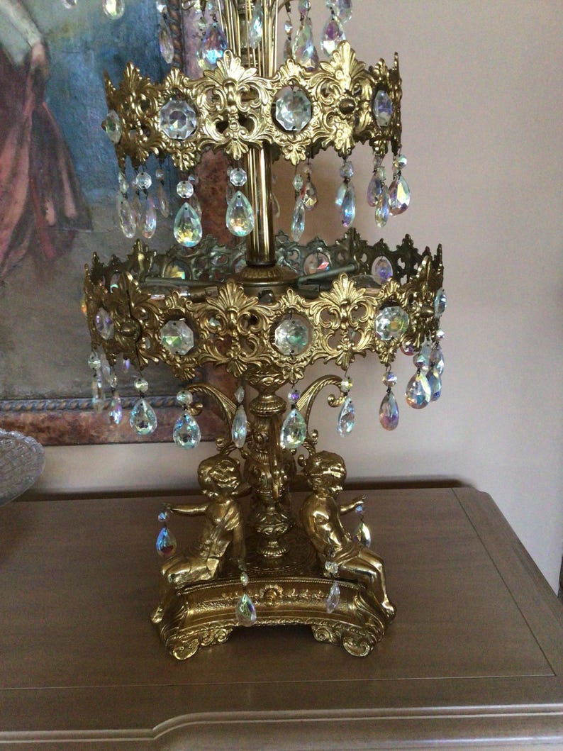 1 LOEVSKY & LOEVSKY REGENCY Lamp Prisms and Bobeches Filigree 32 1/2 ...
