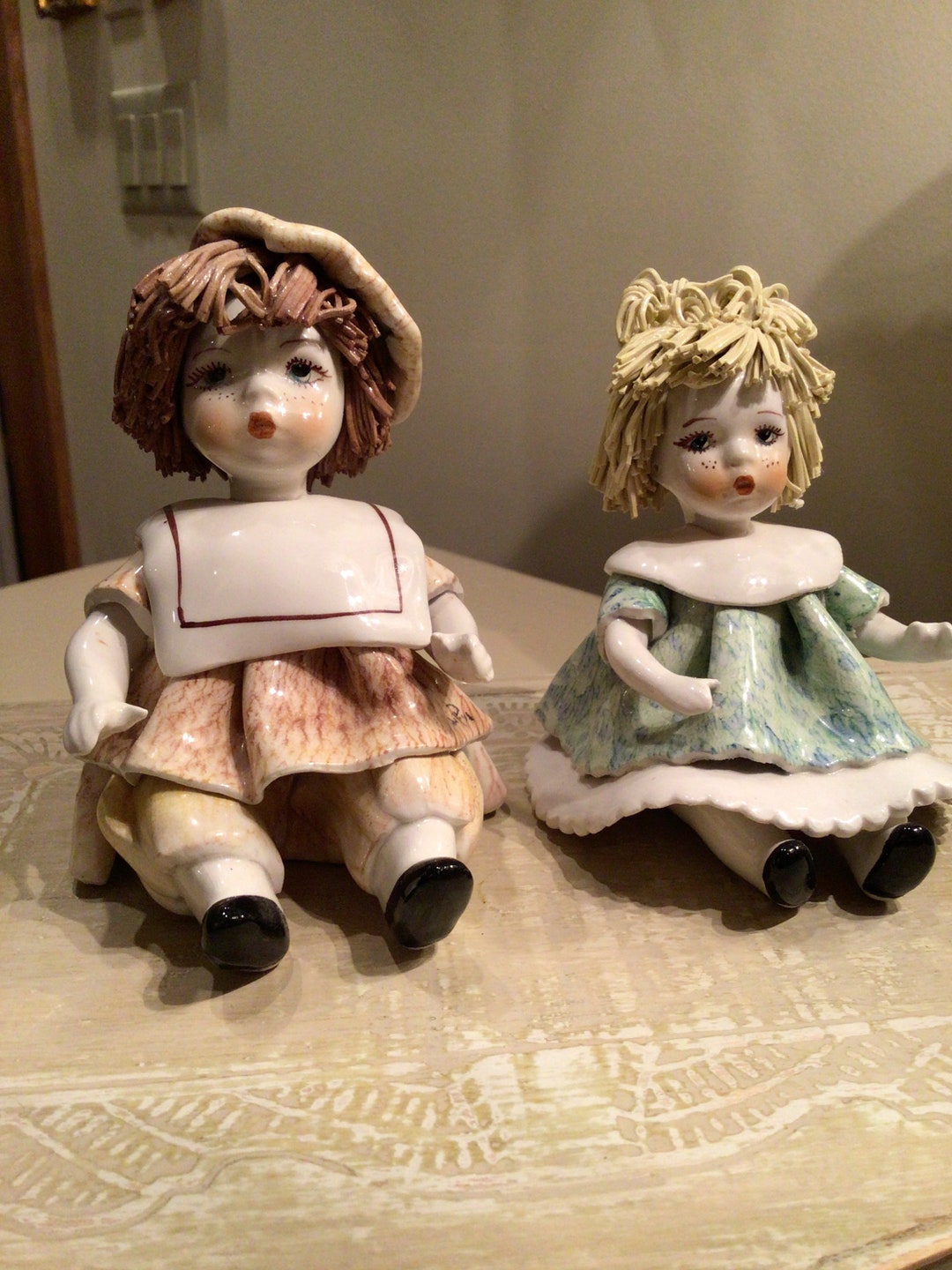 TWO VINTAGE PORCELAIN Dolls 4” Made in Italy and Signed Zampiva - Etsy