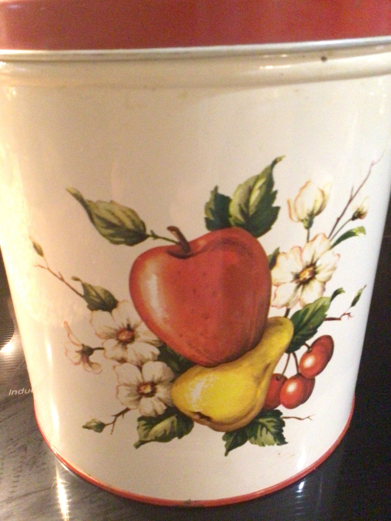 VINTAGE LARGE DECOWARE Red Covered Canister With Fruit - Etsy