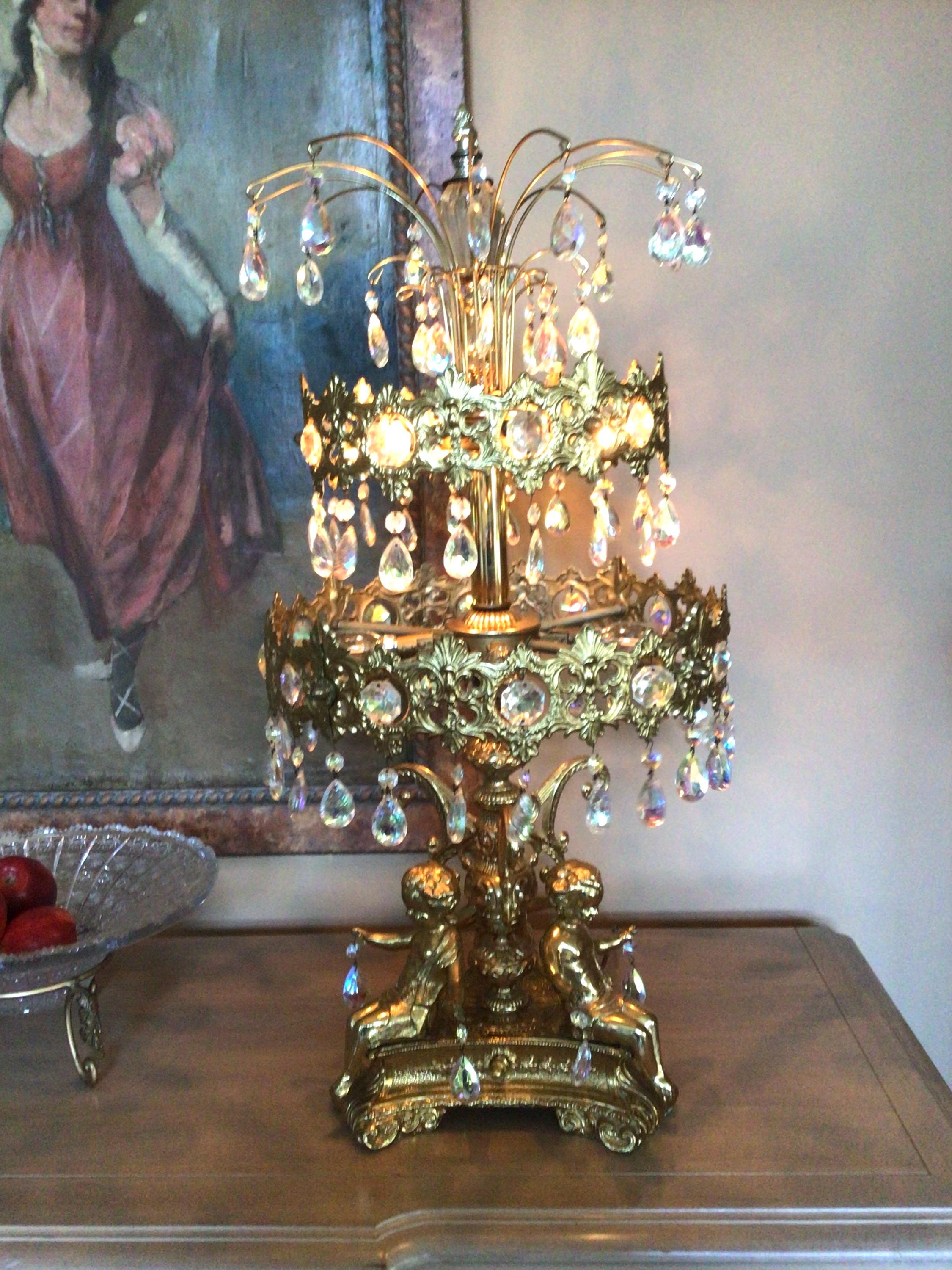 1 LOEVSKY & LOEVSKY REGENCY Lamp Prisms and Bobeches Filigree 32 1/2 ...