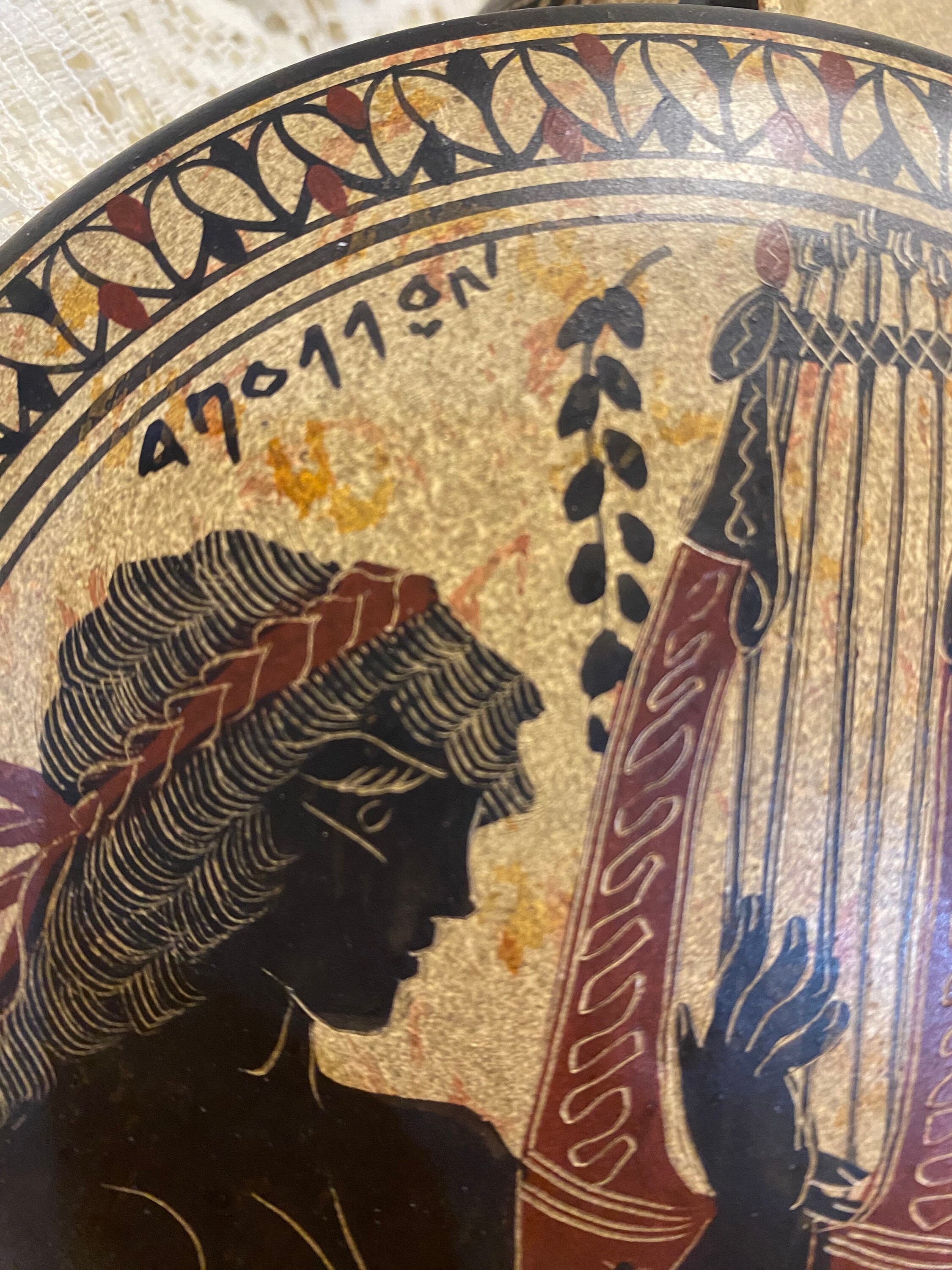 ROUND GREEK BOX With Lid Hand Painted Apollo God by Greek Artigian ...