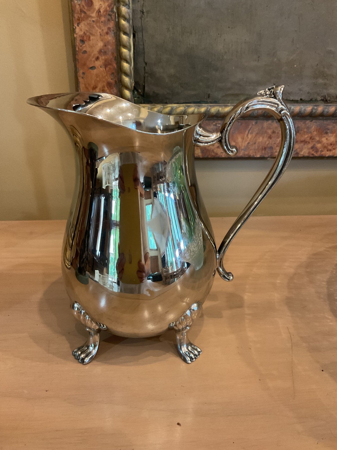 Vintage LEONARD SILVERPLATE FOOTED Water Pitcher With Ice Lip/ Iced Tea ...