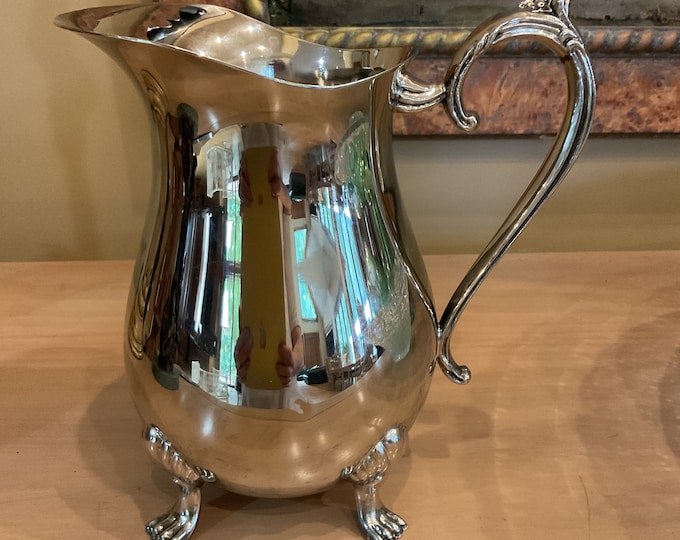 Vintage LEONARD SILVERPLATE FOOTED Water Pitcher With Ice Lip/ Iced Tea ...
