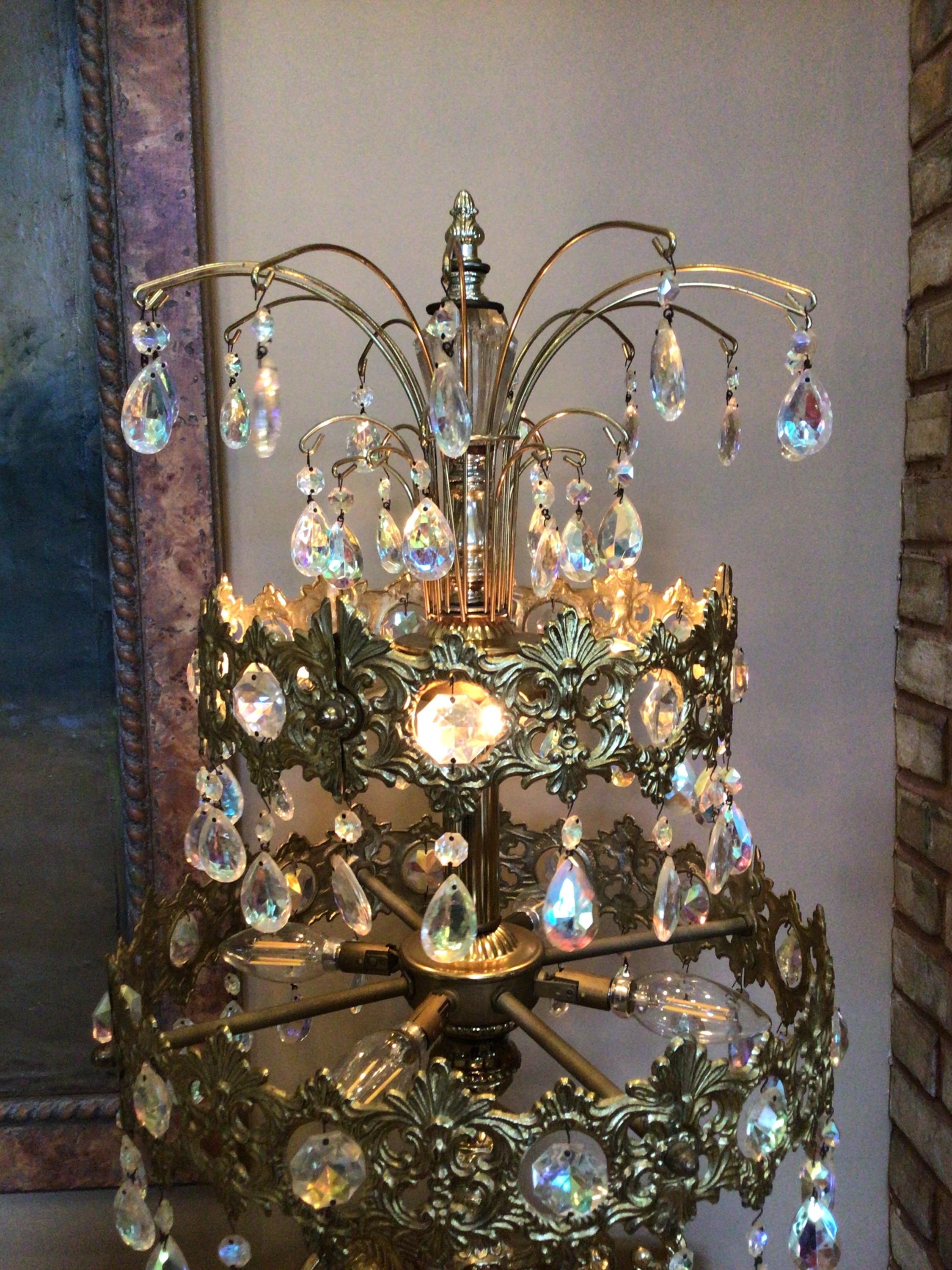 1 LOEVSKY & LOEVSKY REGENCY Lamp Prisms and Bobeches Filigree 32 1/2 ...