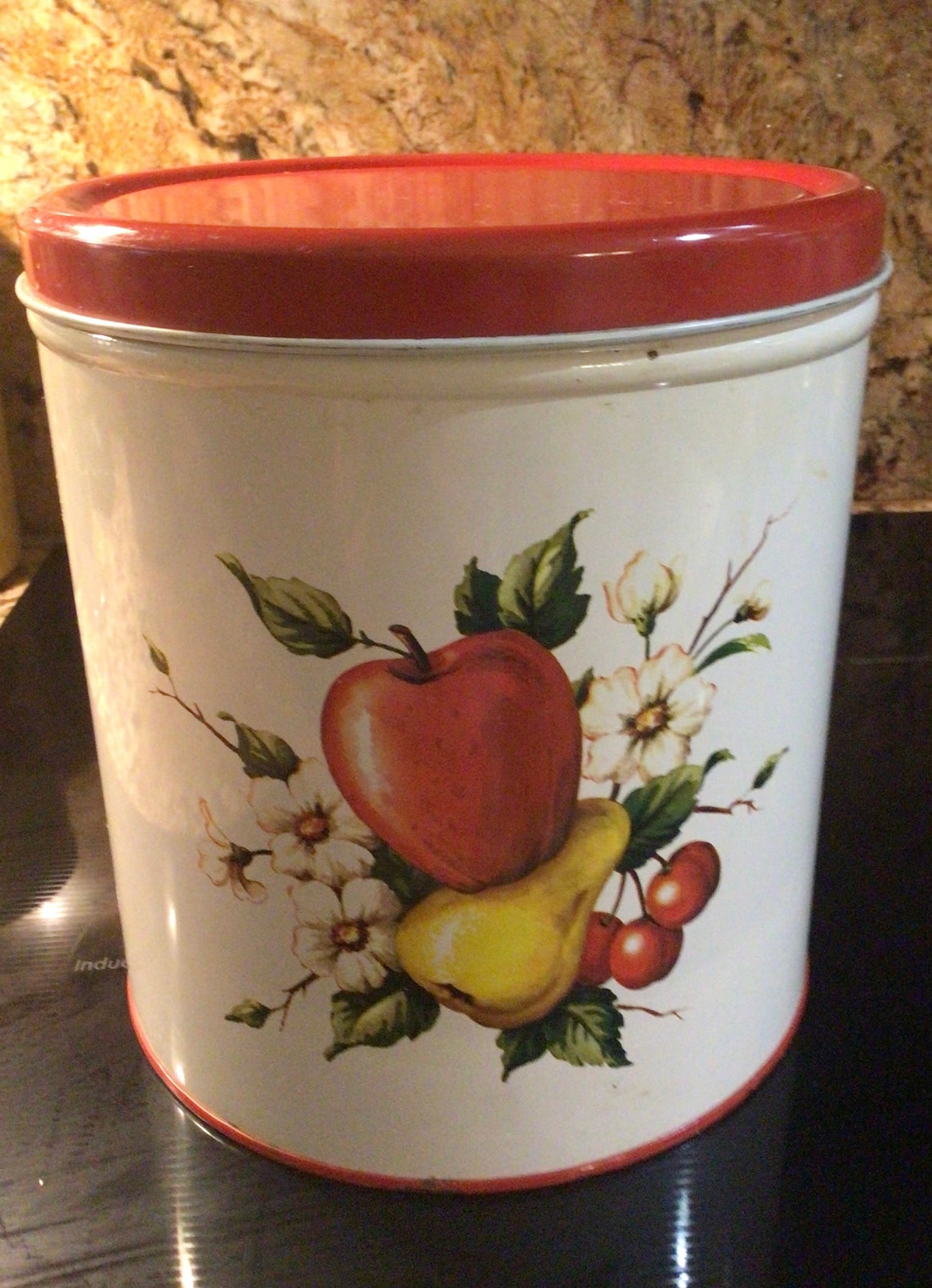 VINTAGE LARGE DECOWARE Red Covered Canister With Fruit - Etsy