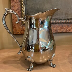 Vintage LEONARD SILVERPLATE FOOTED Water Pitcher With Ice Lip/ Iced Tea ...
