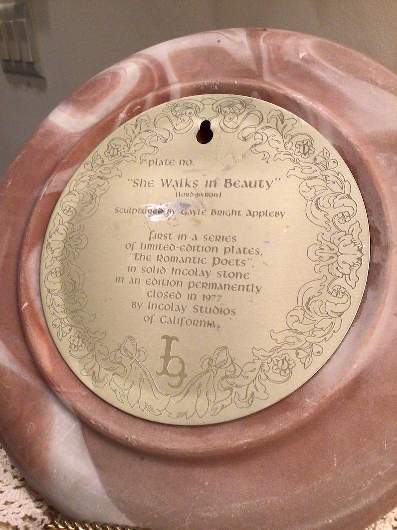 Incolay Stone Plate: "she Walks in Beauty" - Vintage Home Decor - Etsy