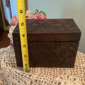 Antique SCULPTED WOODEN Box-flowers and Leaves Motif/ Hand Crafted-hand ...