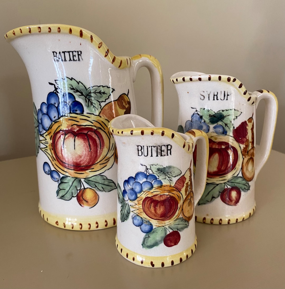 VINTAGE CERAMIC PITCHER Set: Batter/ Syrup / Butter - Etsy