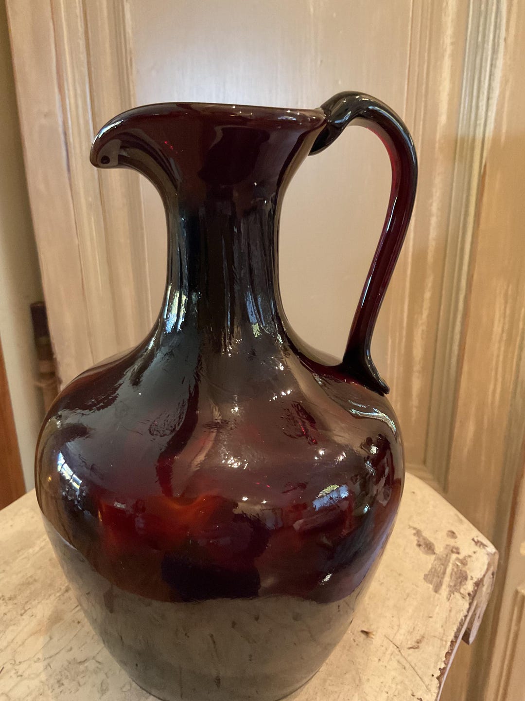 Vintage BROWN GLASS CARAFE With Large Pontil 8 3/4” Tall 5 1/2” Wide - Etsy