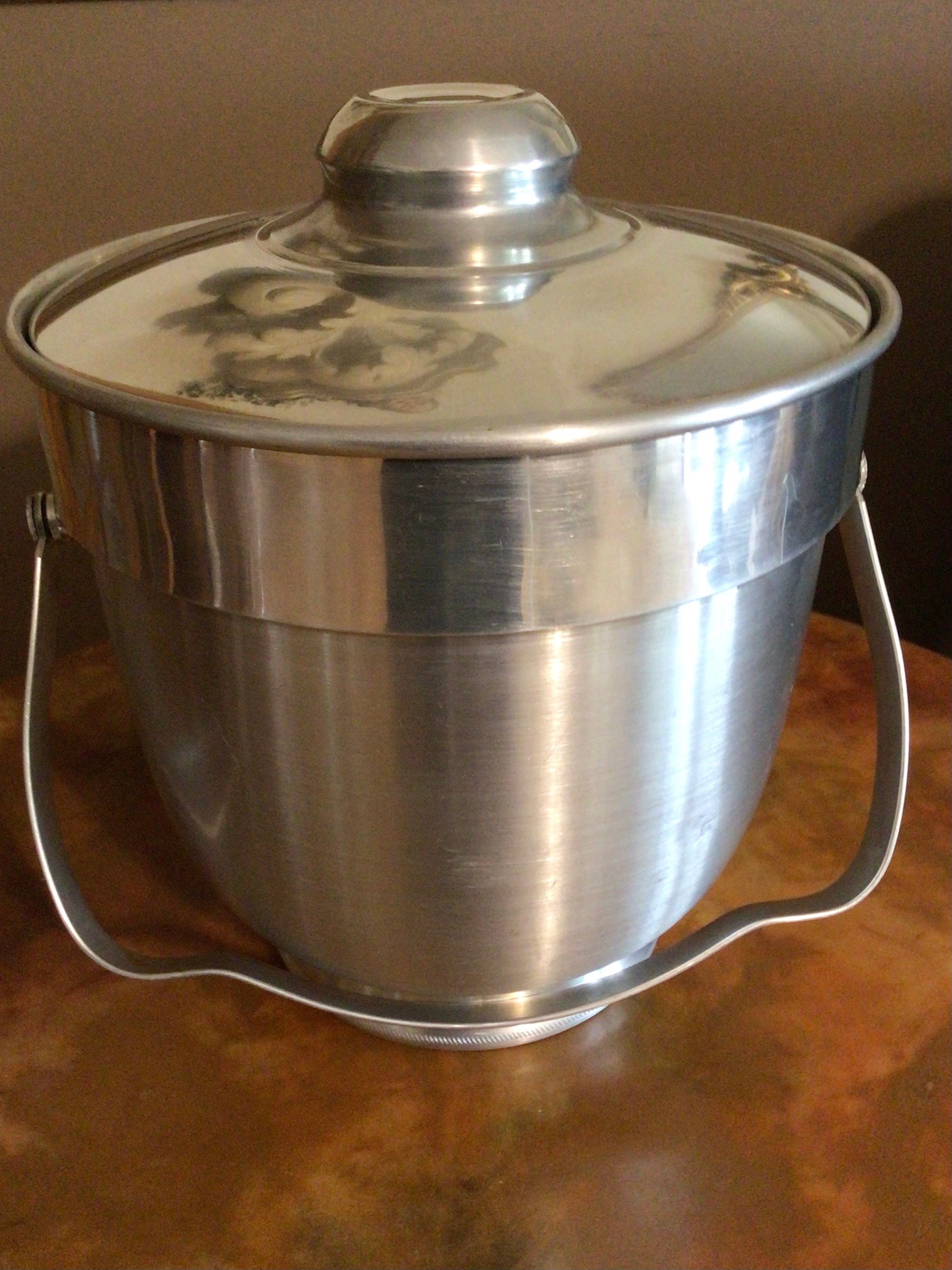 VINTAGE ALUMINIUM ICE Bucket With Lid and Decorative Handle/ Mid ...