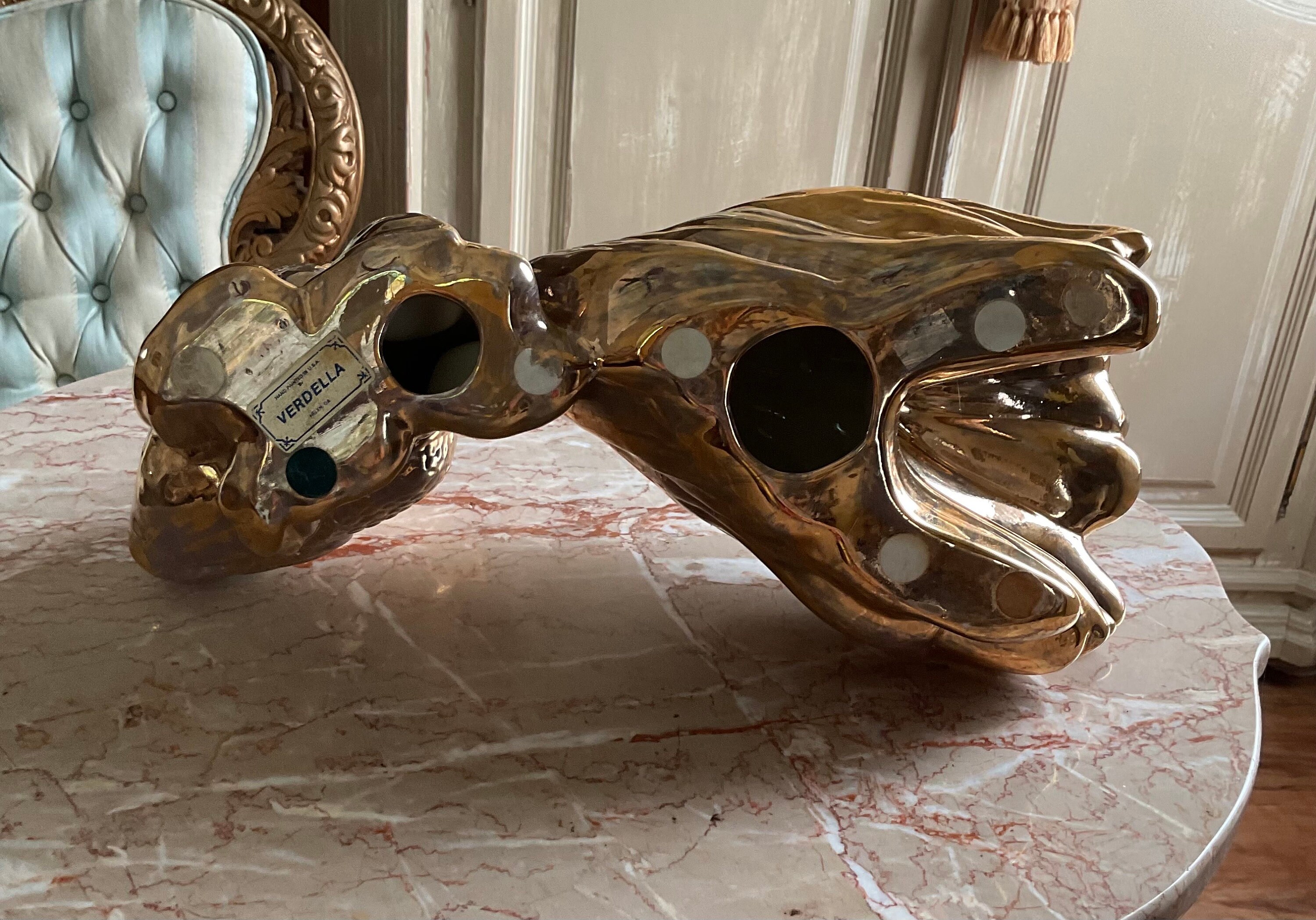 Vintage LARGE CERAMIC GOLDFISH Statue/ Hand-painted in United States by ...
