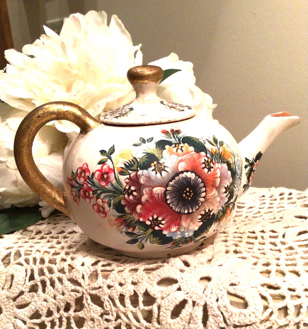 Vintage Peruvian Clay Teapot: Hand-decorated Floral Folk Art, Signed - Etsy