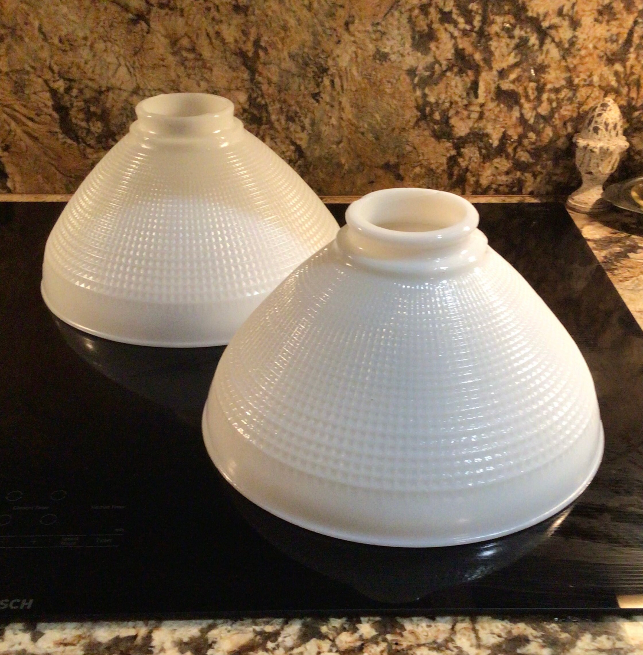 MILK GLASS TORCHIERE 2 Identical Lamp Shade 10” Waffle Pattern - Etsy
