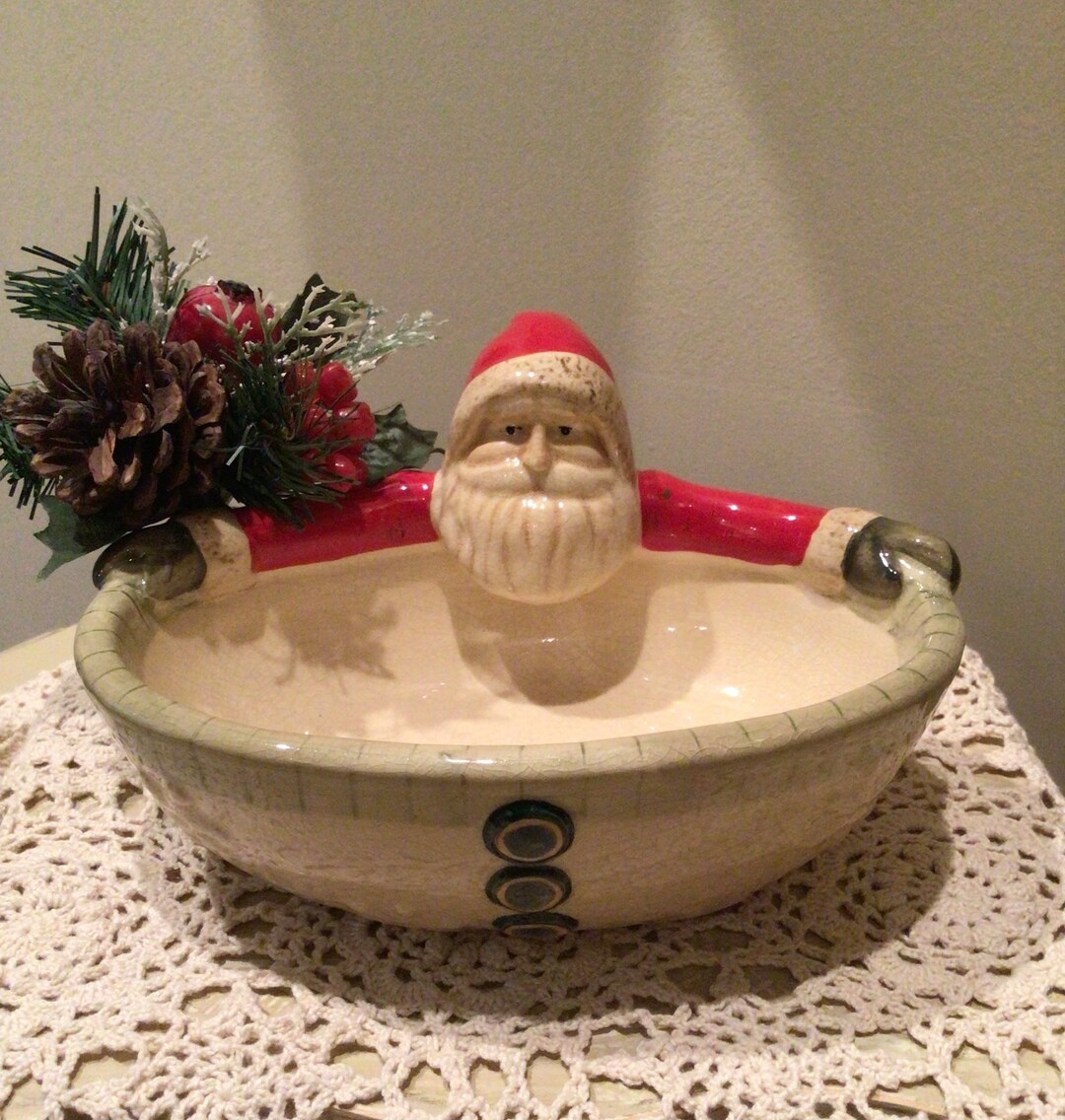 VINTAGE SANTA CLAUS Candy Dish / Nuts/ Dips/ Soap Dish 1980s ...