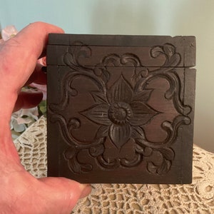 Antique SCULPTED WOODEN Box-flowers and Leaves Motif/ Hand Crafted-hand ...