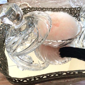 Mid-century Cut Crystal Vanity Set: Perfume Bottles, Powder Bowl ...
