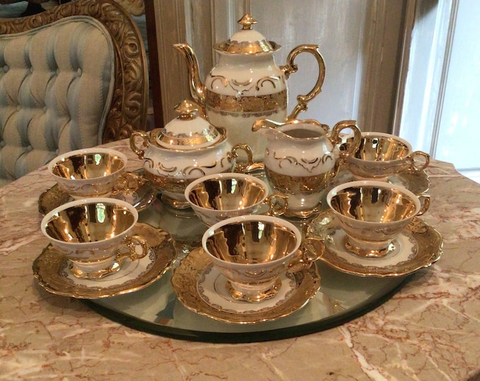 BAVARIA TEA SET Made in Waldershop Germany 71/porcelain/gold Gilded ...