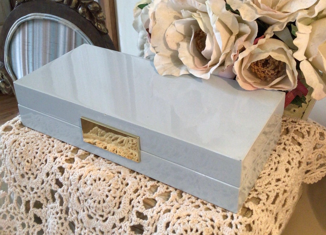ADDISON ROSS LONDON Jewelry Box in Pastel Blue Lustrous Polished With ...