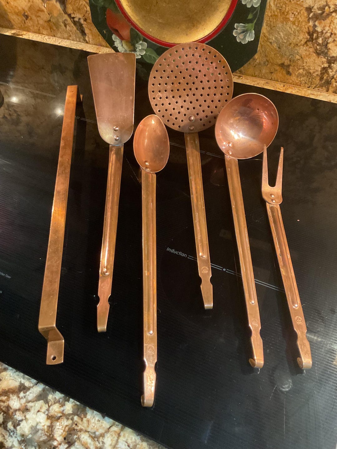 Vintage 6 Piece COPPER SERVING COOKING Utensils Heavy Gauge-solid ...