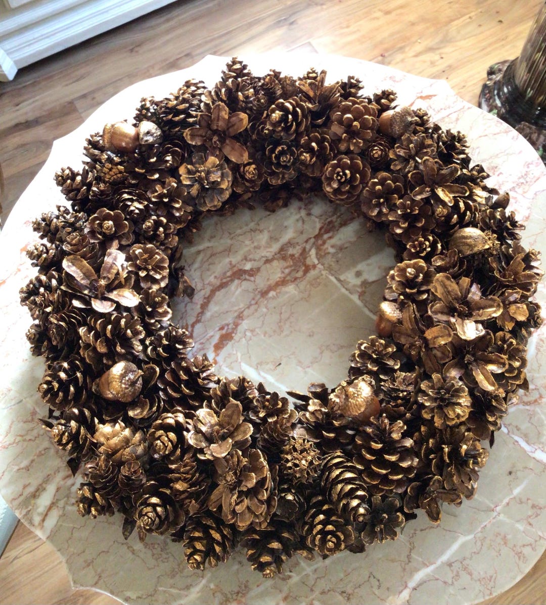 RUSTIC PINECONE WREATH Detailed in Various of Gold Shades - Etsy