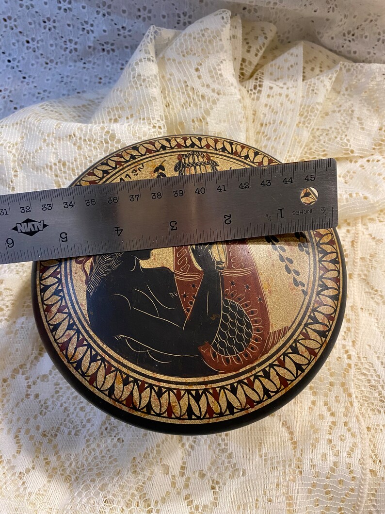 ROUND GREEK BOX With Lid Hand Painted Apollo God by Greek Artigian ...