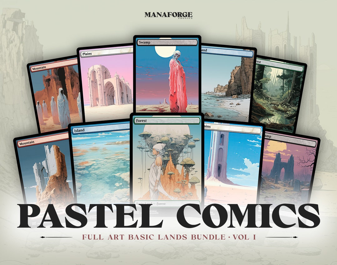 Premium Pastel Comics MTG Proxies Full Art Basic Lands Set Volume One ...