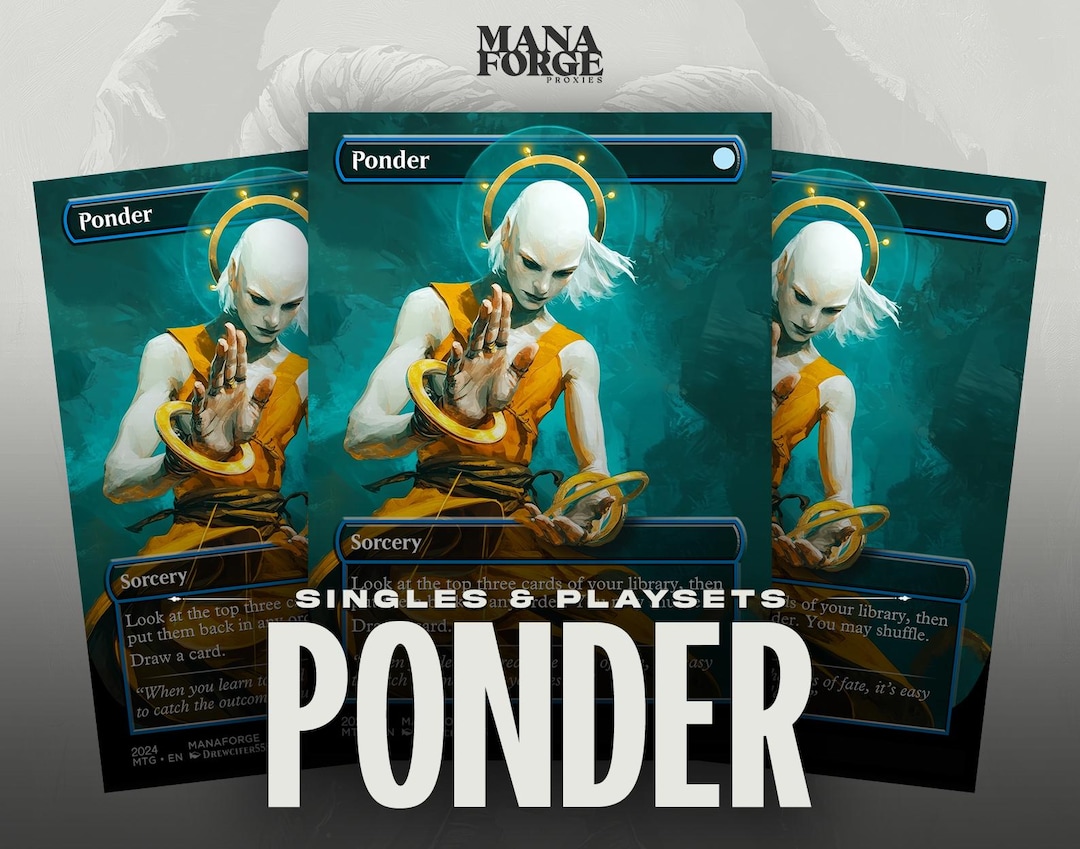 Ponder Proxy Borderless Custom Art MTG Card Singles or Playset for ...
