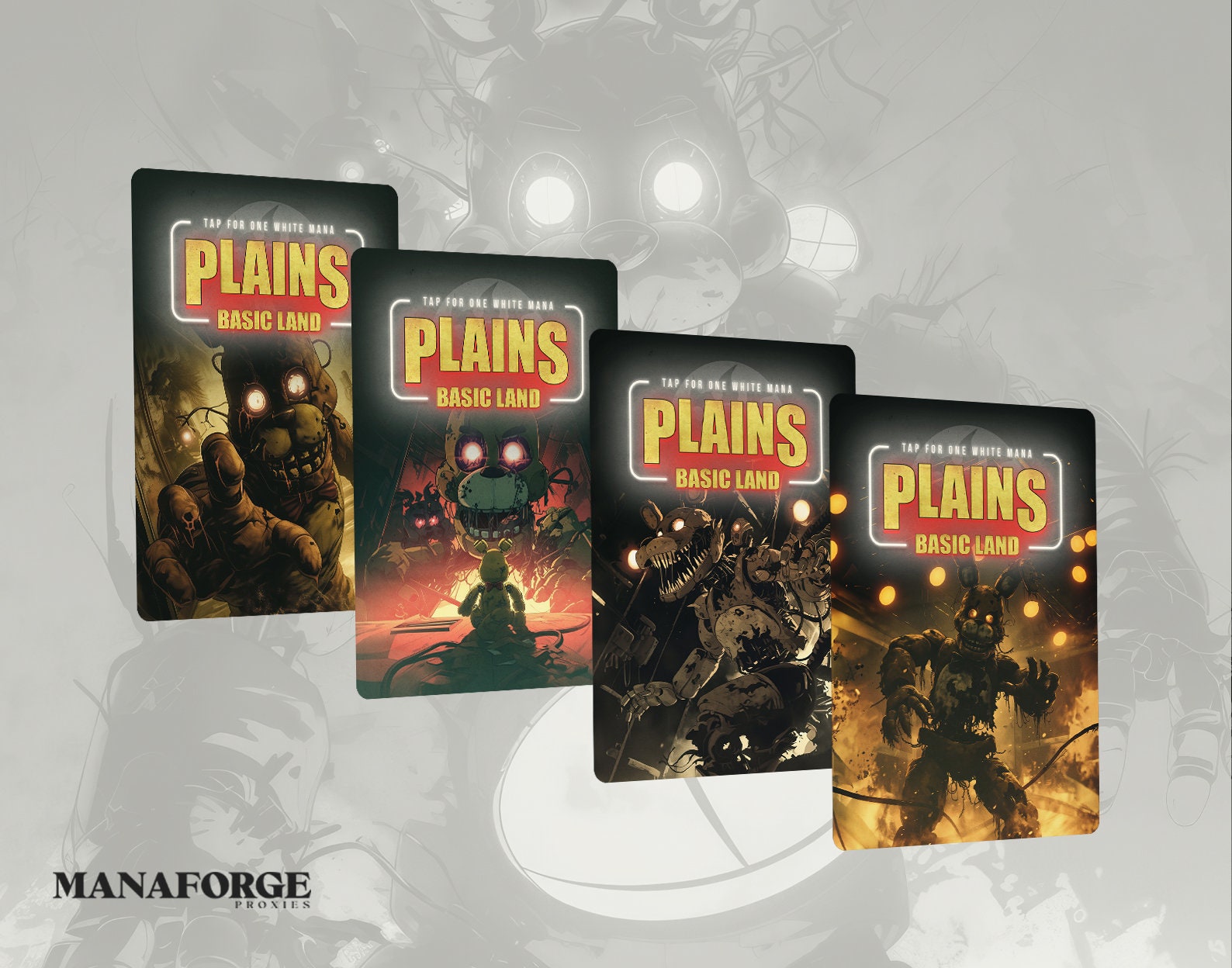 Five Nights at Freddy's Basic Lands Set FNAF Full Art MTG Proxies ...
