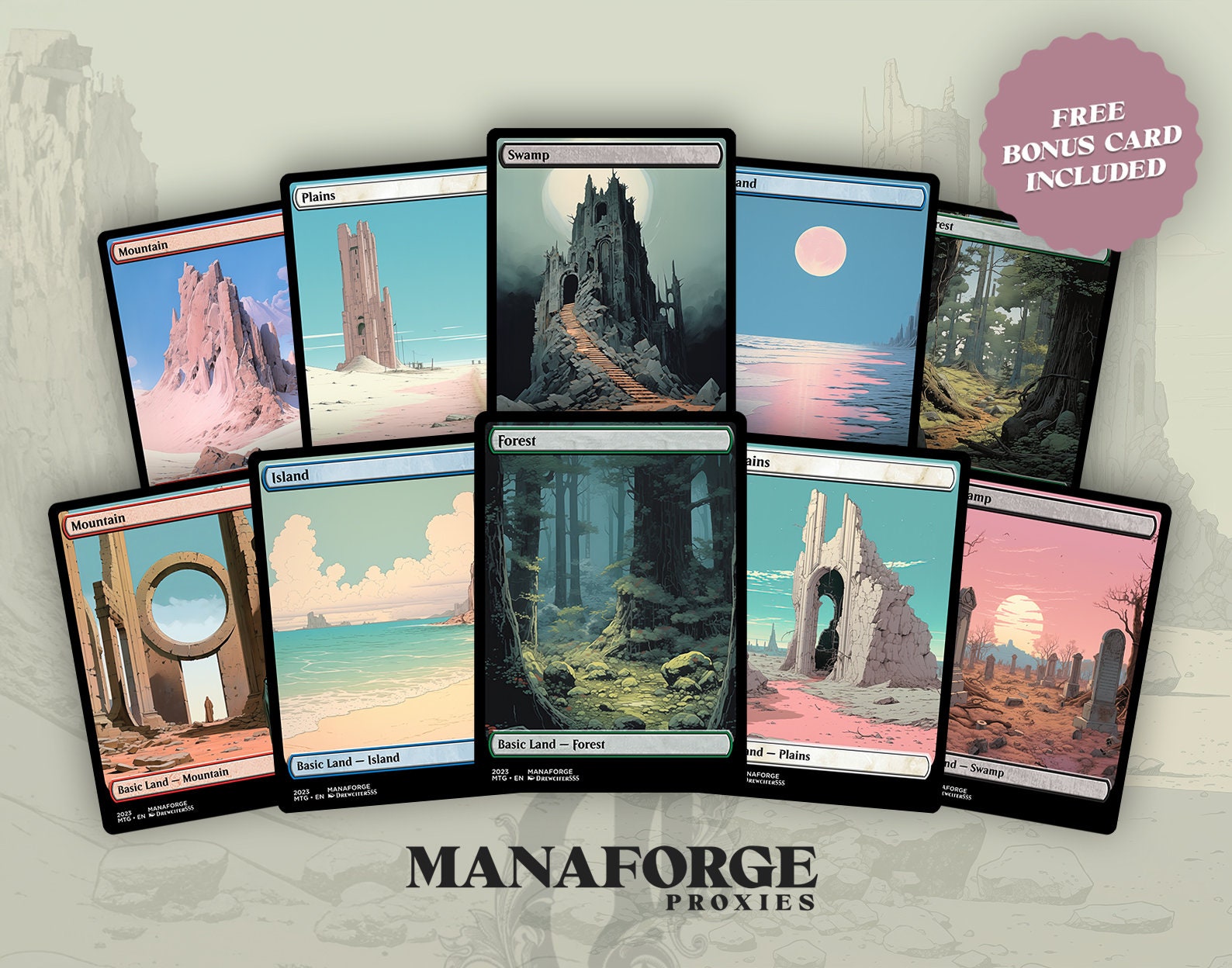 Premium Pastel Comics MTG Proxies Full Art Basic Lands Set Volume One - Etsy