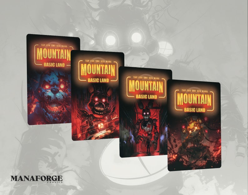 Five Nights at Freddy's Basic Lands Set FNAF Full Art MTG Proxies ...