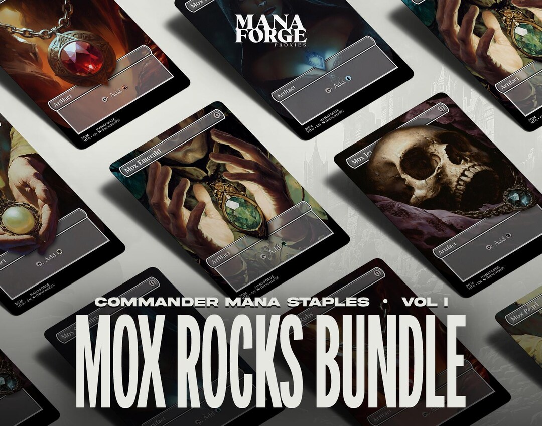 Mox Rocks Bundle – Full Art Power 5 Mox MTG Proxy Set Featuring Mox Emerald, Jet, Pearl, Ruby ...