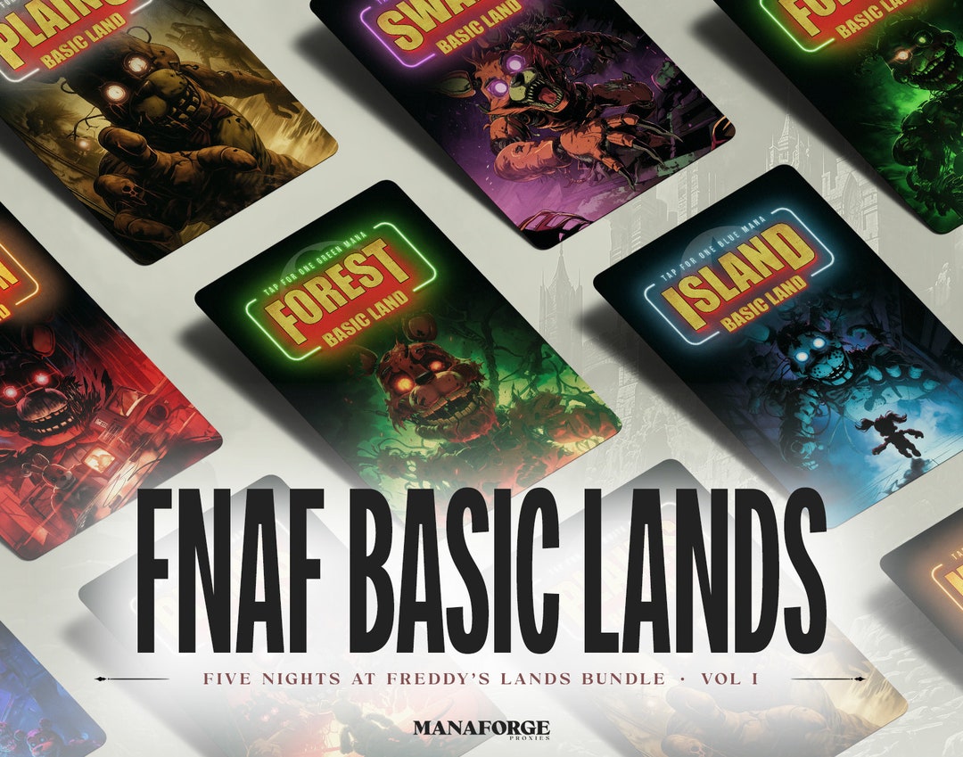 Five Nights at Freddy's Basic Lands Set FNAF Full Art MTG Proxies ...