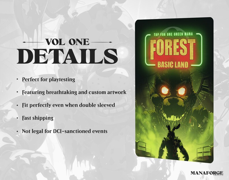 Five Nights at Freddy's Basic Lands Set FNAF Full Art MTG Proxies ...