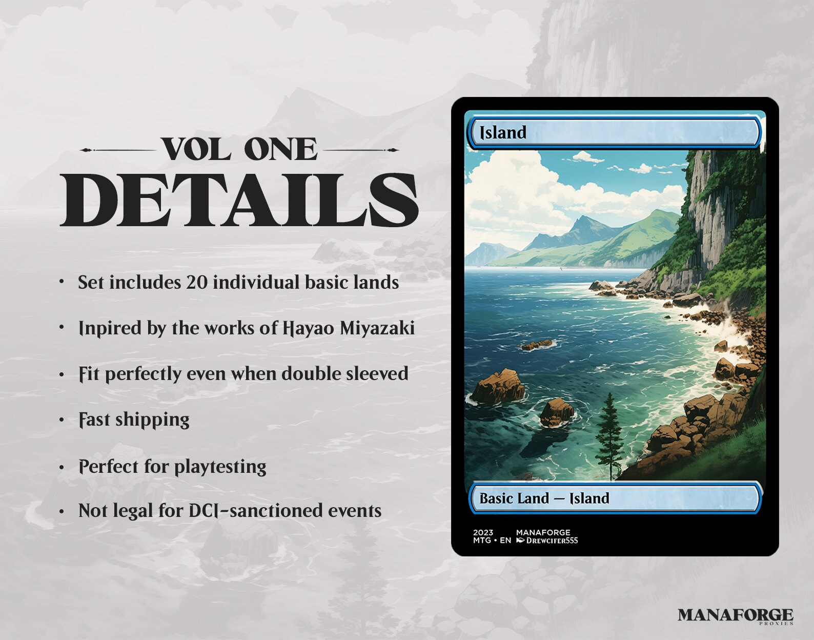 Studio Ghibli Basic Land Proxies: Full Art MTG Basic Lands Set Volume ...