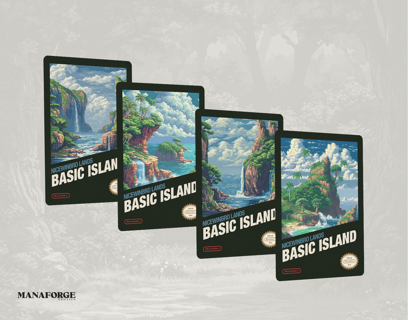Nicewinbro Retro NES Video Game MTG Proxies Full Art Basic Lands Set ...
