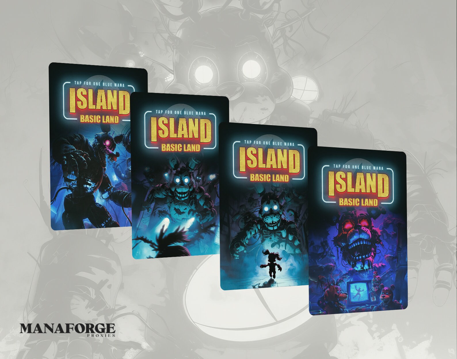 Five Nights at Freddy's Basic Lands Set FNAF Full Art MTG Proxies ...