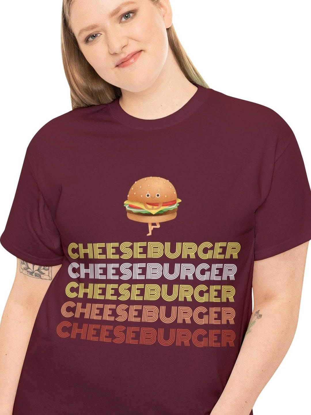 Fast Food Tshirt, Cheeseburger Foody Fast Food Fun Unisex Heavy Cotton ...