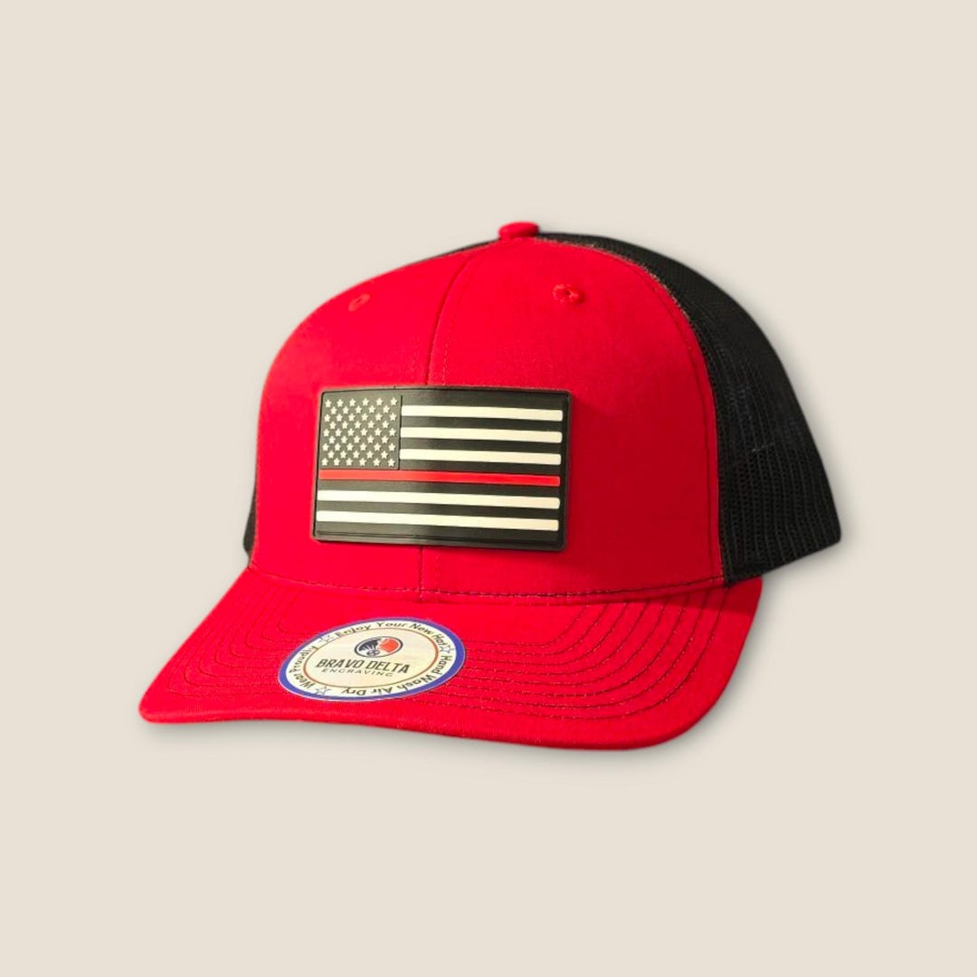 Thin Red Line USA Flag - PVC Patch Hat - Etsy