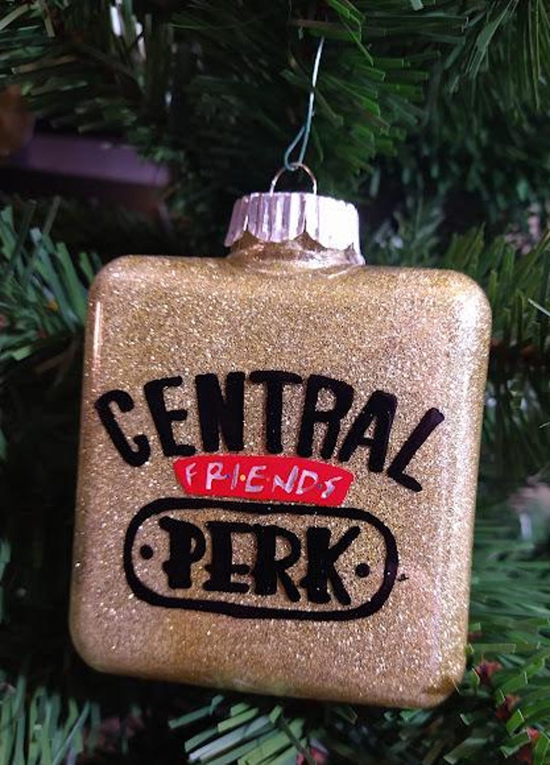 Friends TV Show Plastic Ornament Central Perk 4 Square, Gold, Glitter ...