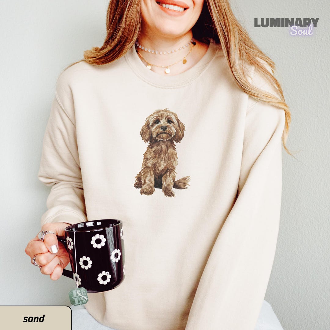 Cavapoo Sweatshirt | Faux Embroidery Cavapoo Pullover Gift for Dog Mom ...