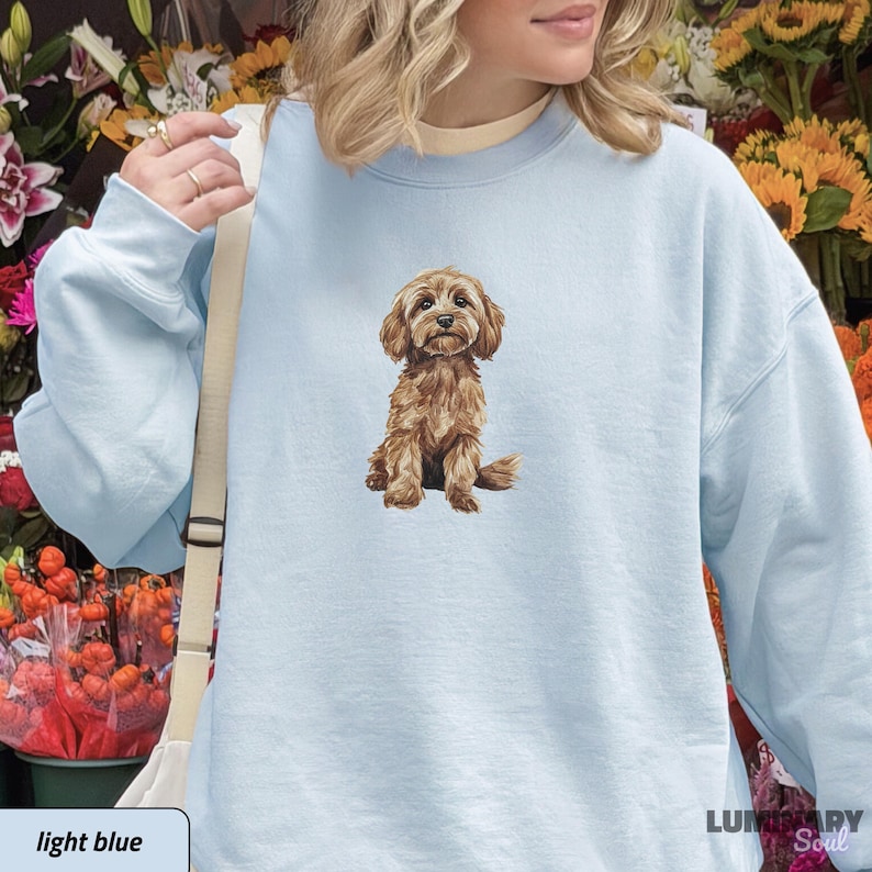 Cavapoo Sweatshirt | Faux Embroidery Cavapoo Pullover Gift for Dog Mom ...