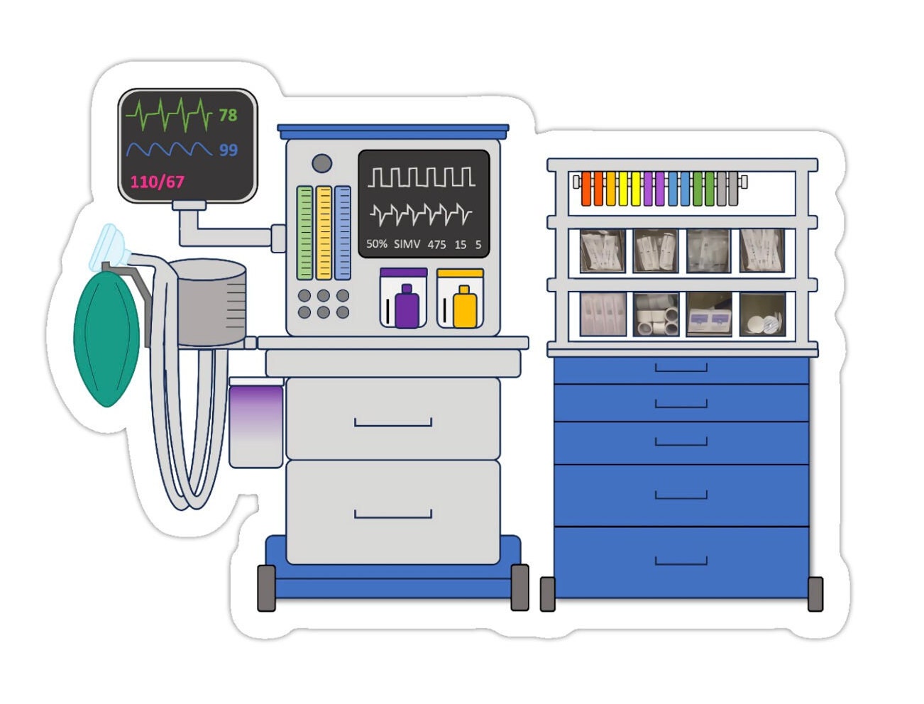 Anesthesia Ventilator and Blue Bell, Anesthesia Workstation Sticker - Etsy