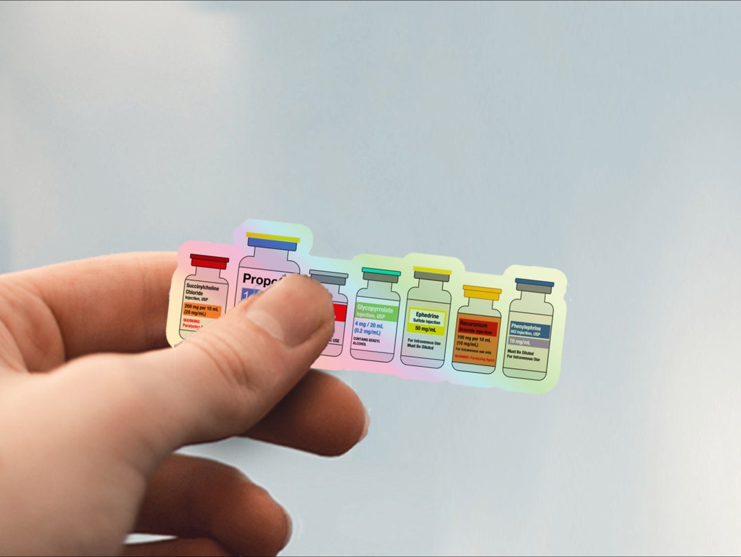 Holographic Anesthesia Drugs Sticker (4") - Etsy